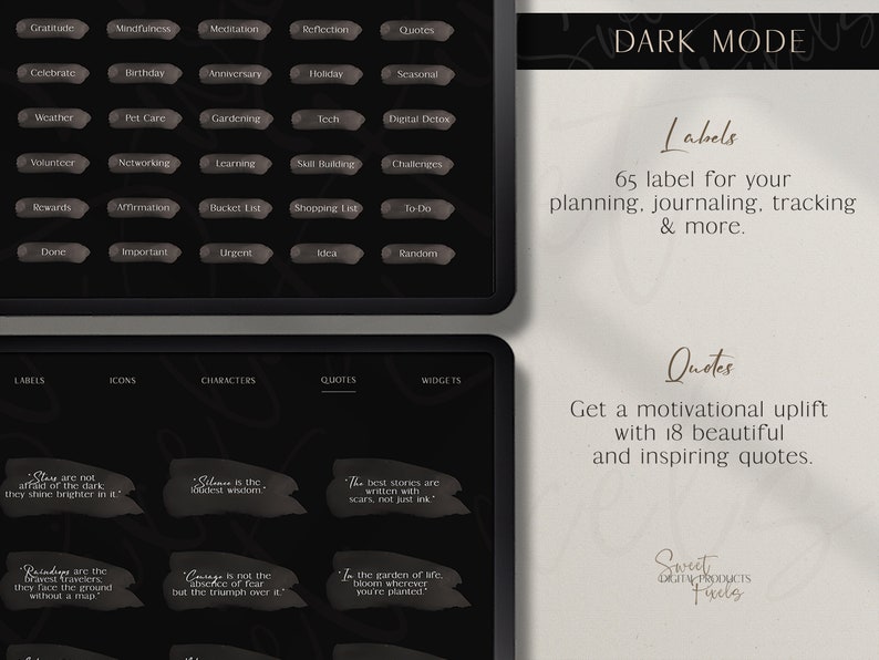 Dark Mode Black Girl Digital Planner Bundle Digital Stickers African American Planner Stickers ...