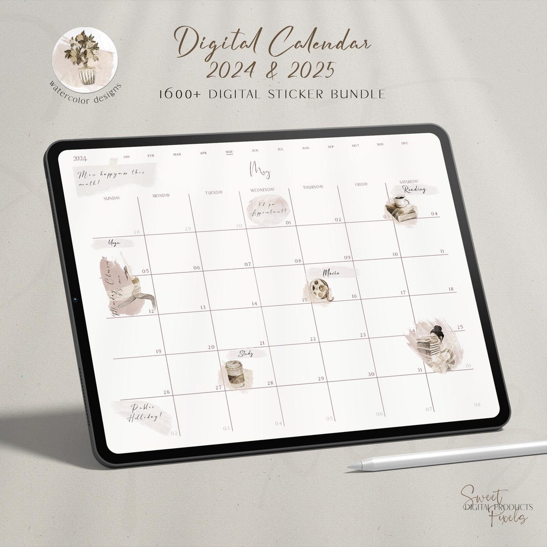 2024 & 2025 Digital Calendar 2025 Digital Planner Stickers Goodnotes ...