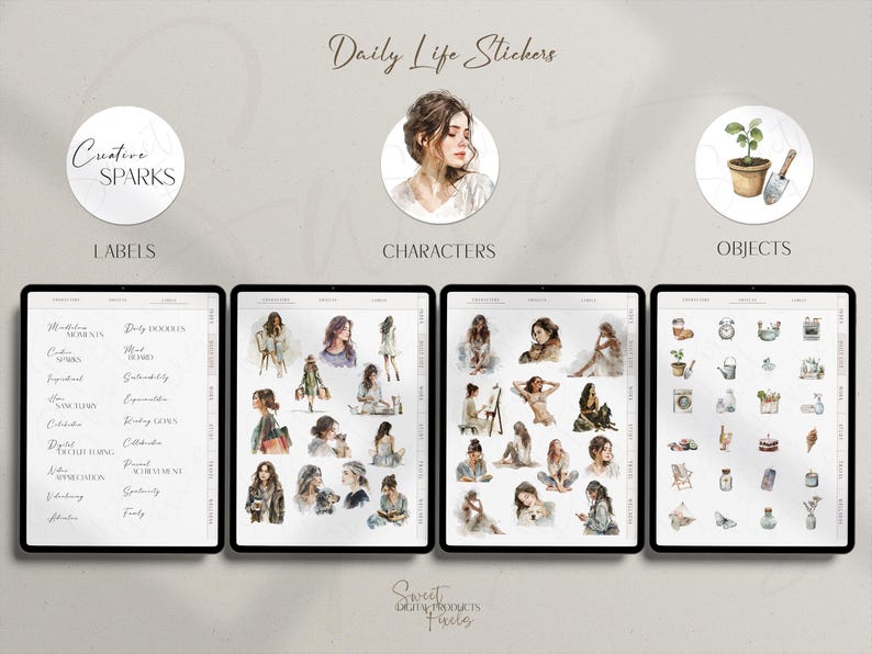 2024 & 2025 Calendar Planner That Girl Aesthetic Stickers Bundle Daily ...