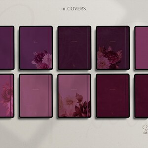 Dark Mode Floral Undated Digital Planner, Dark Pink and Purple Floral ...