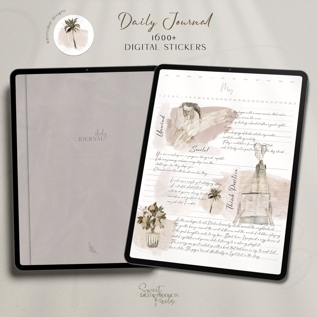 Daily Digital Journal Digital Sticker Goodnotes Daily Planner Girl ...