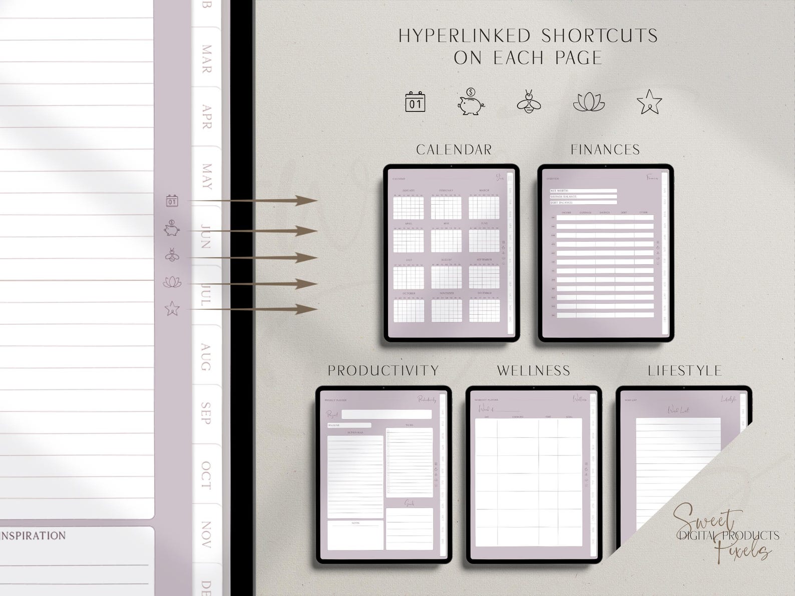 Black Girl Lilac Planner Bundle: Undated Digital Planner + 160 Black ...