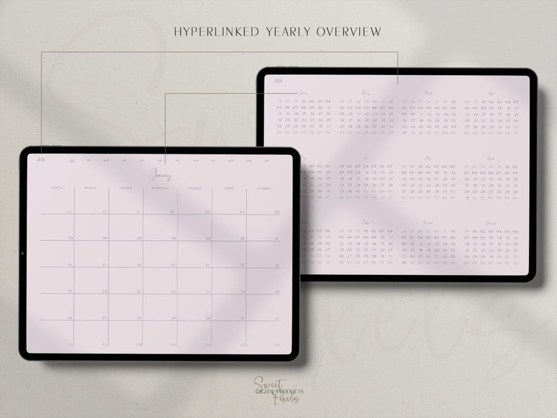 2025 Digital Calendar Planner Vintage Rose, Pink Monthly Calendar ...
