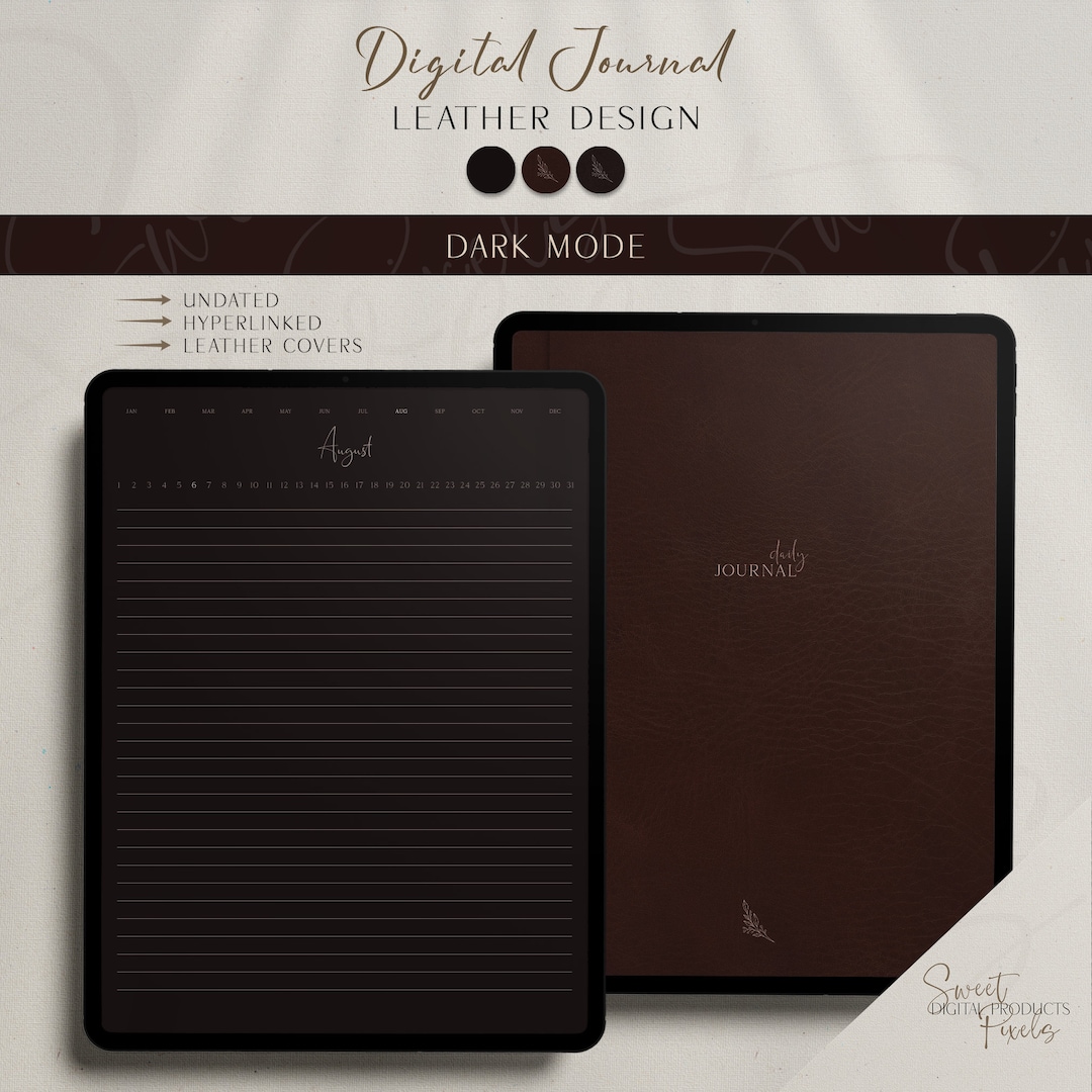 Dark Mode Digital Journal, Dark Journal, Travel Journal, Daily Journal ...