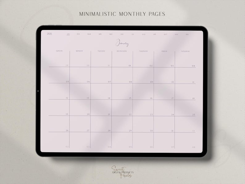 2025 Digital Calendar Planner Vintage Rose, Pink Monthly Calendar ...