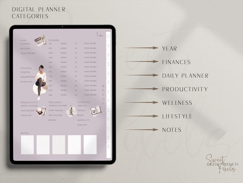 Black Girl Lilac Planner Bundle: Undated Digital Planner + 160 Black ...
