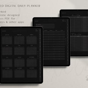 Undated Dark Mode Digital Planner, Dark Mode Goodnotes Planner, PDF ...