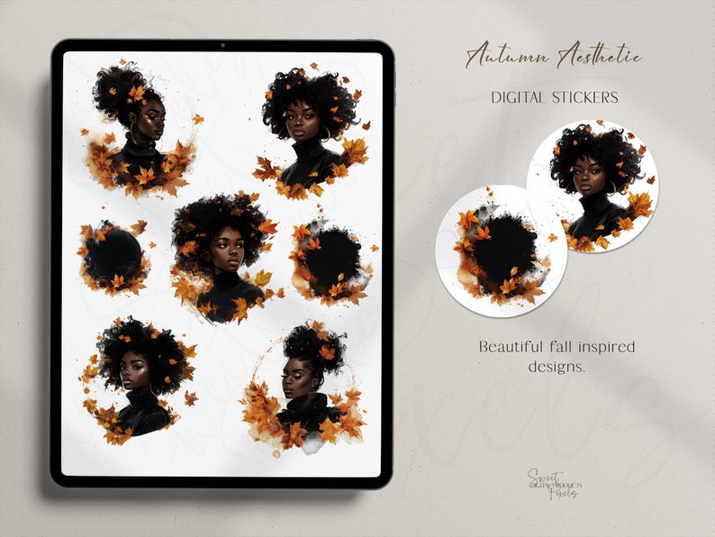 Autumn Black Girl Planner Stickers, Fall Clipart (digital Download) - Etsy