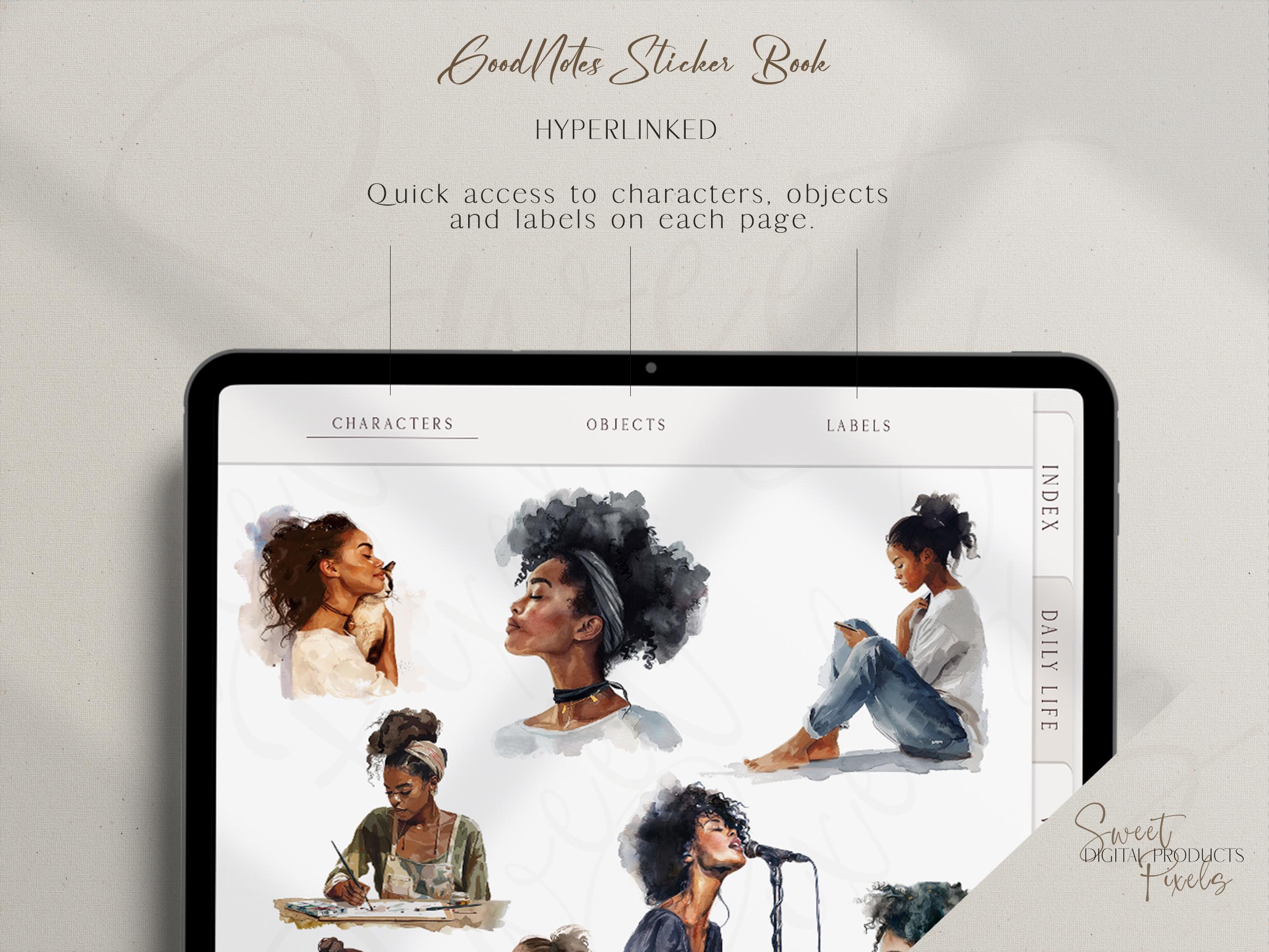 2024 & 2025 Daily Life Digital Planner Calendar 280 Black Girl Sticker ...