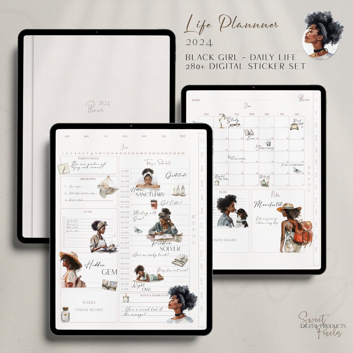Black Girl Life Planner 2024 Planner Black Girl Planner Digital Planner ...