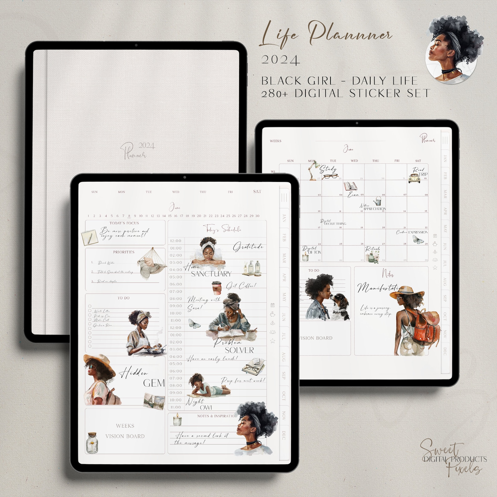 Black Girl Life Planner 2024 Planner Black Girl Planner Digital Planner ...