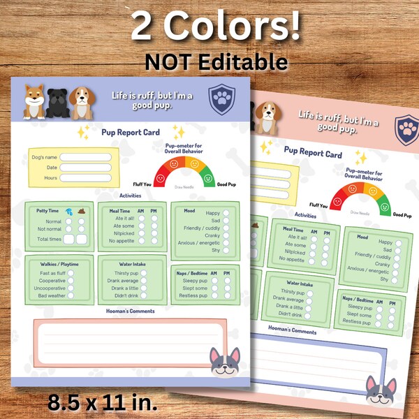 Dog Report Card - Etsy