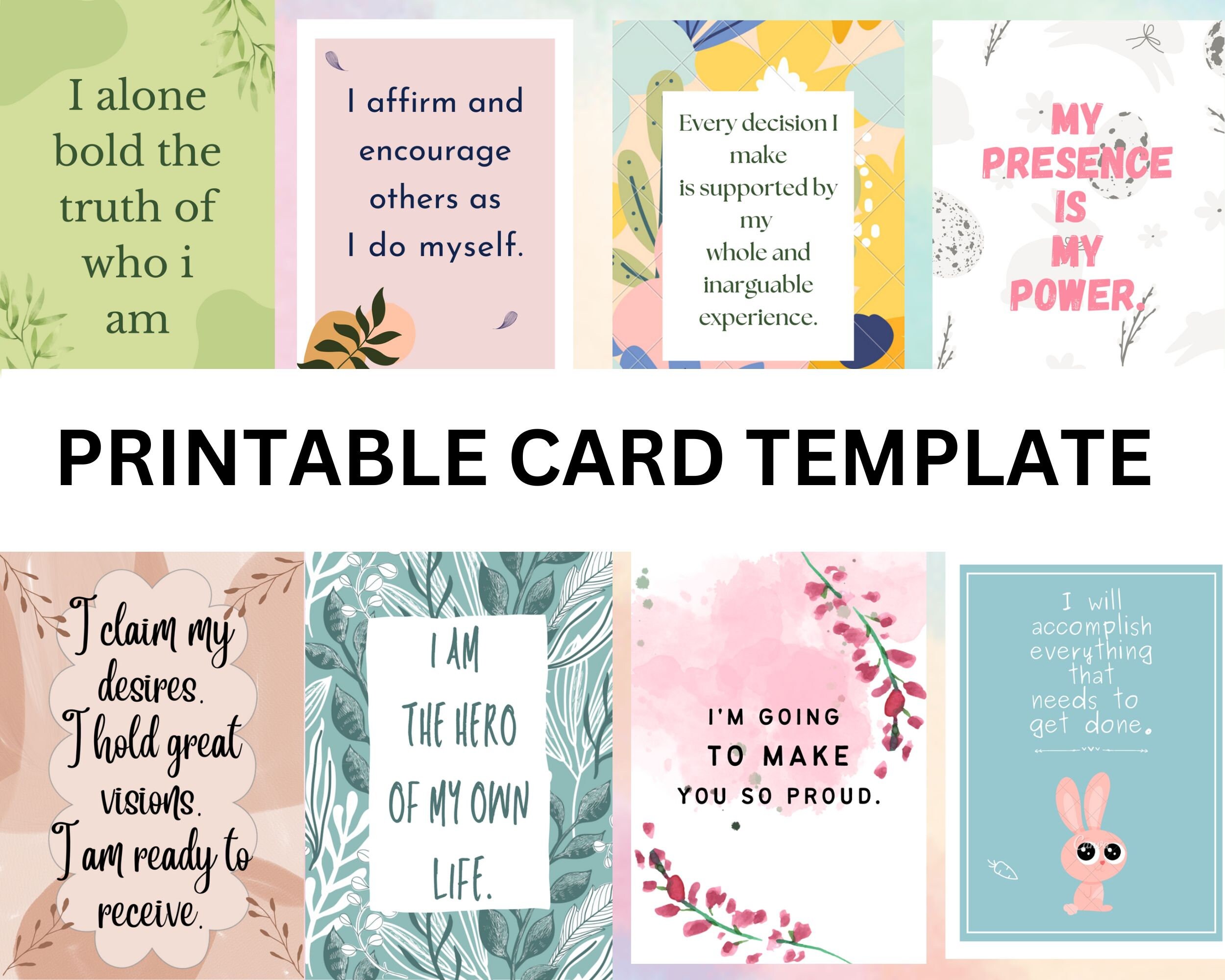 Printable Magic Boho Self Care Positive Affirmation Cards Templates - Etsy