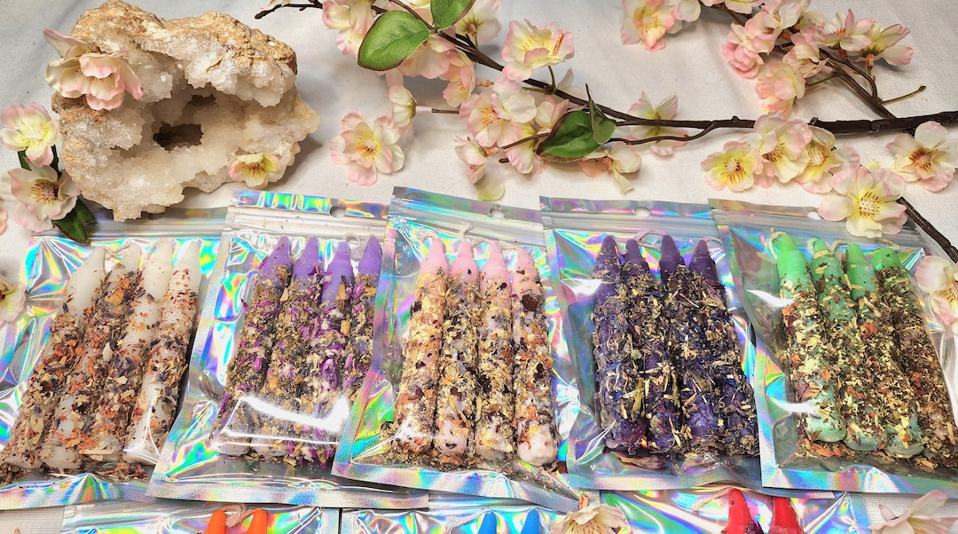 Ritual Chime Candle Set – Hand-rolled Herb & Oil Spell Candles - Etsy