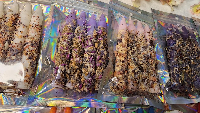 Ritual Chime Candle Set – Hand-rolled Herb & Oil Spell Candles - Etsy