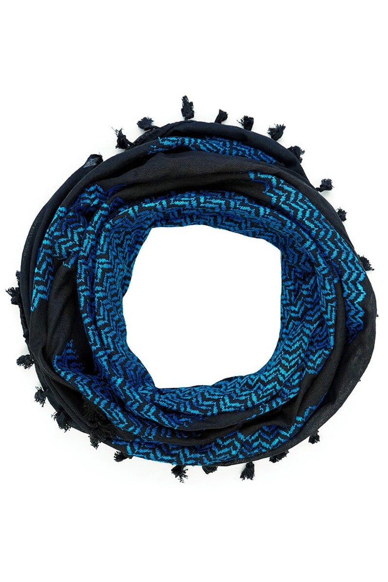 Shemagh Keffiyeh Arab Scarf Palestine Multi-colors Blue on Black ...