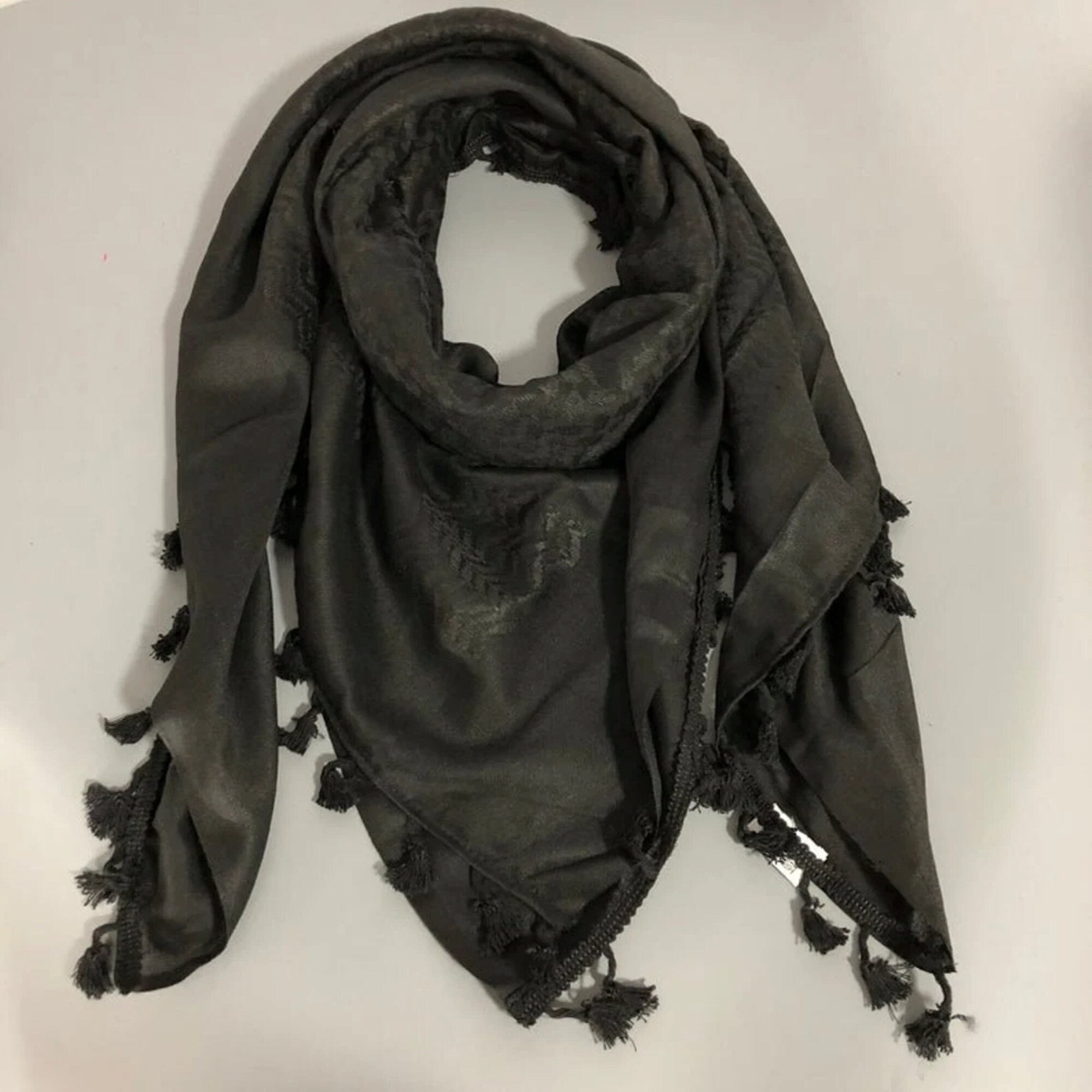 Shemagh Keffiyeh Arab Scarf Palestine Pure Black Palestinian Kufiya ...