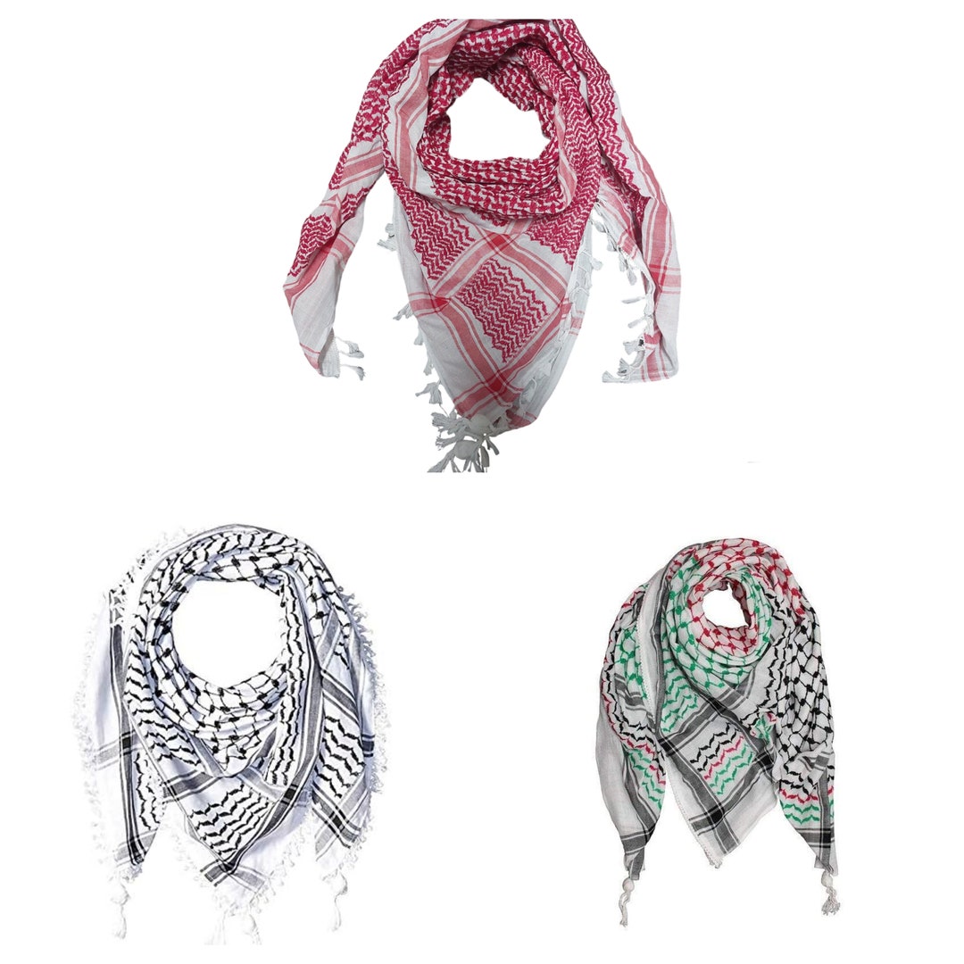 3 Keffiyehs Black and White & Red and Flag Keffiyehs Palestine Scarf ...