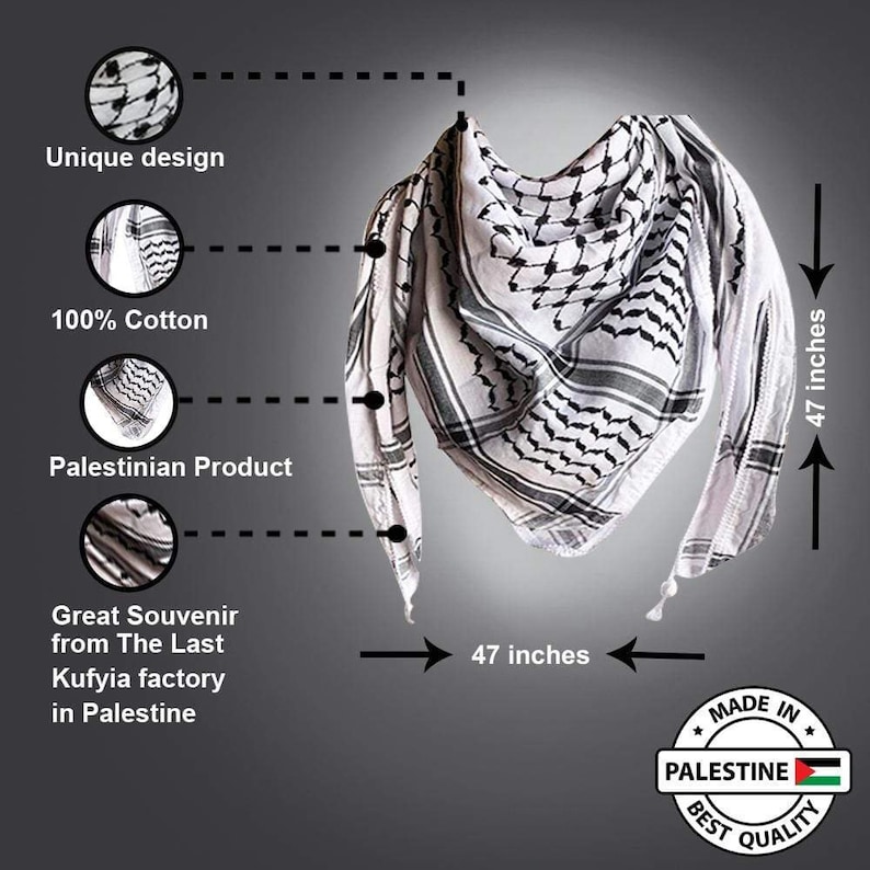 Black and White Keffiyeh Palestine Scarf, the Original Keffiyeh Made in ...