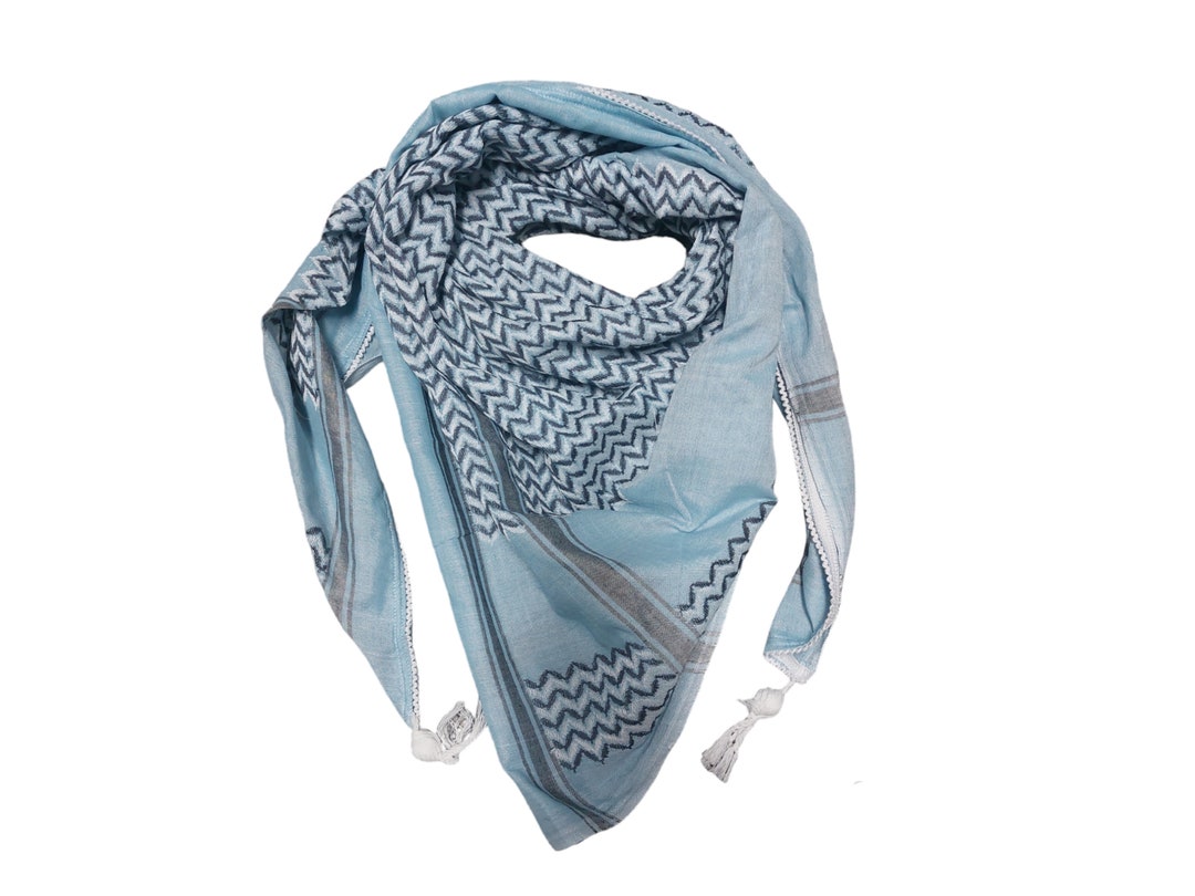 Shemagh Keffiyeh Light Sky Blue Arab Scarf All Original Kufiya Made in ...