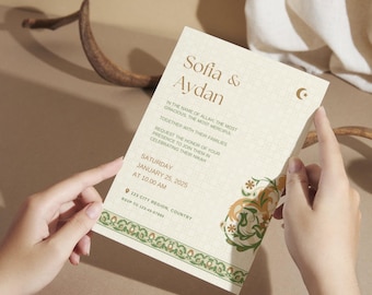 Islamic Wedding Invitation Canva Template - Etsy
