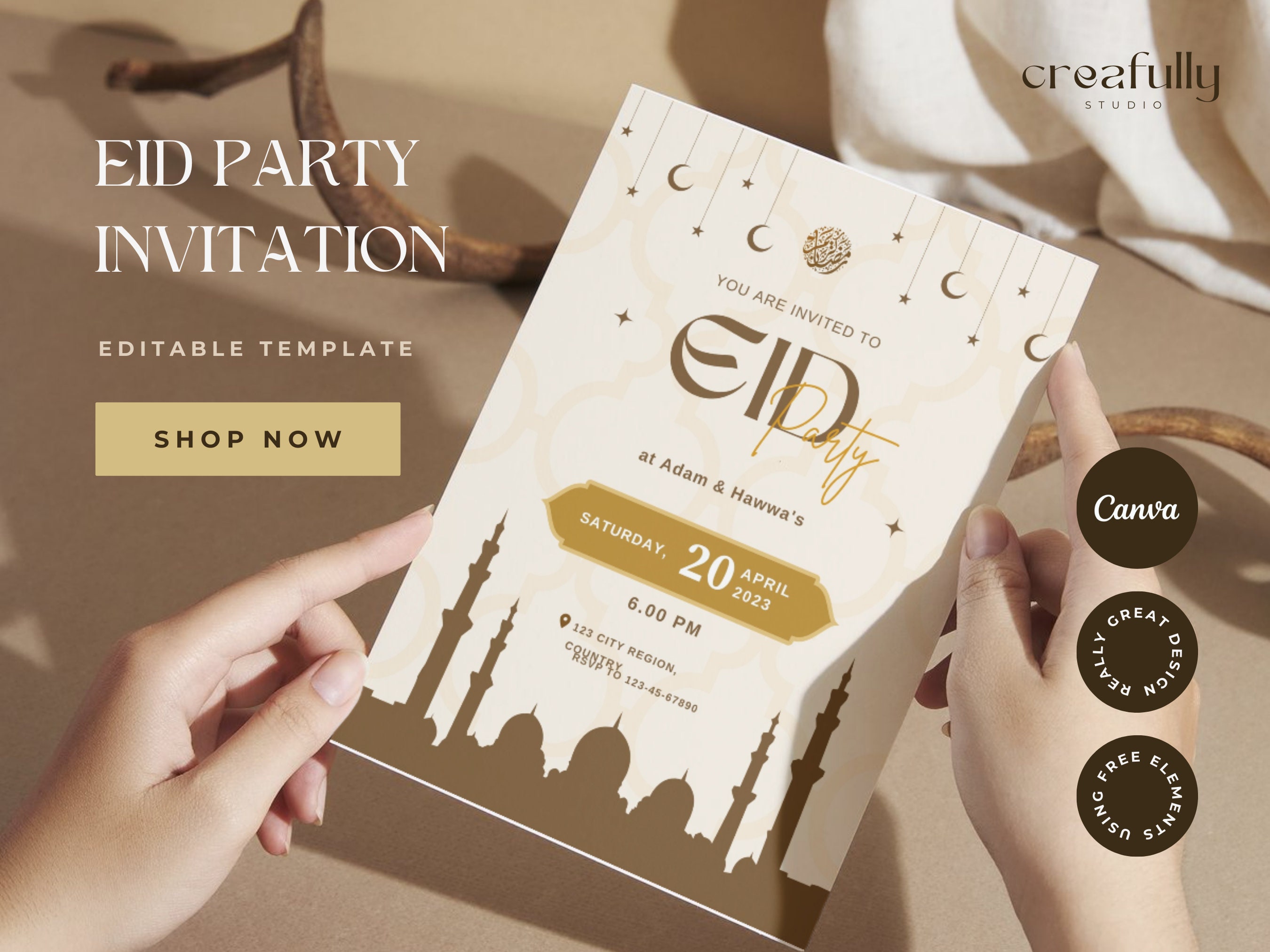 Editable Eid Party Digital Invitation, Eid Al Adha Template, Muslim ...