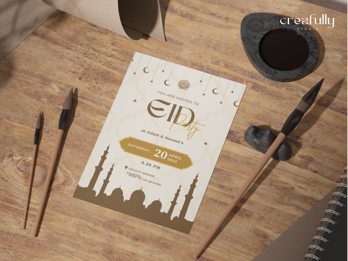 Editable Eid Party Digital Invitation, Eid Al Adha Template, Muslim ...