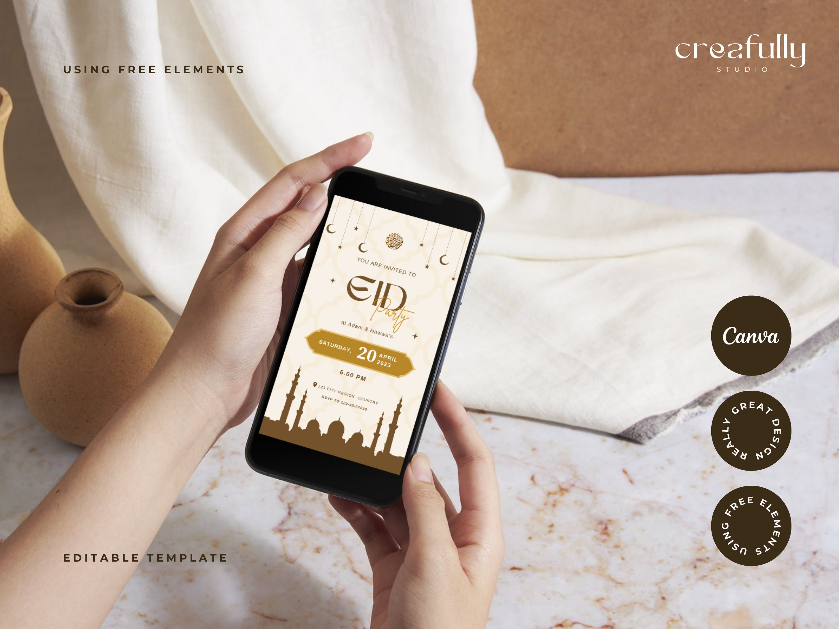 Editable Eid Party Digital Invitation, Eid Al Adha Template, Muslim ...