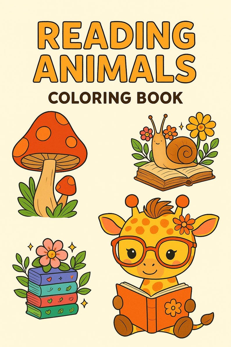 Reading Animals Coloring Pages: Cute Reading Animals// Printable ...