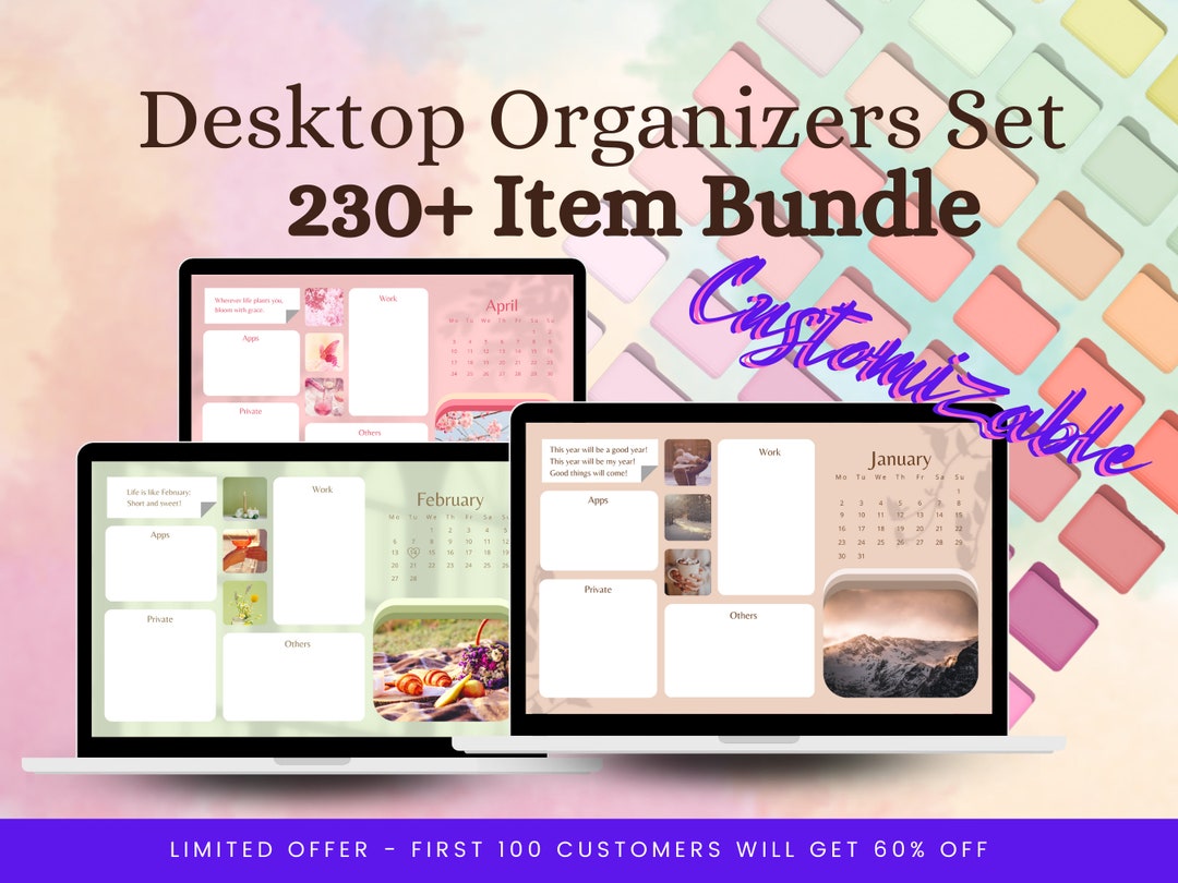 2023 Mega Customizable Desktop Organizers Desktop Wallpaper Neutral ...