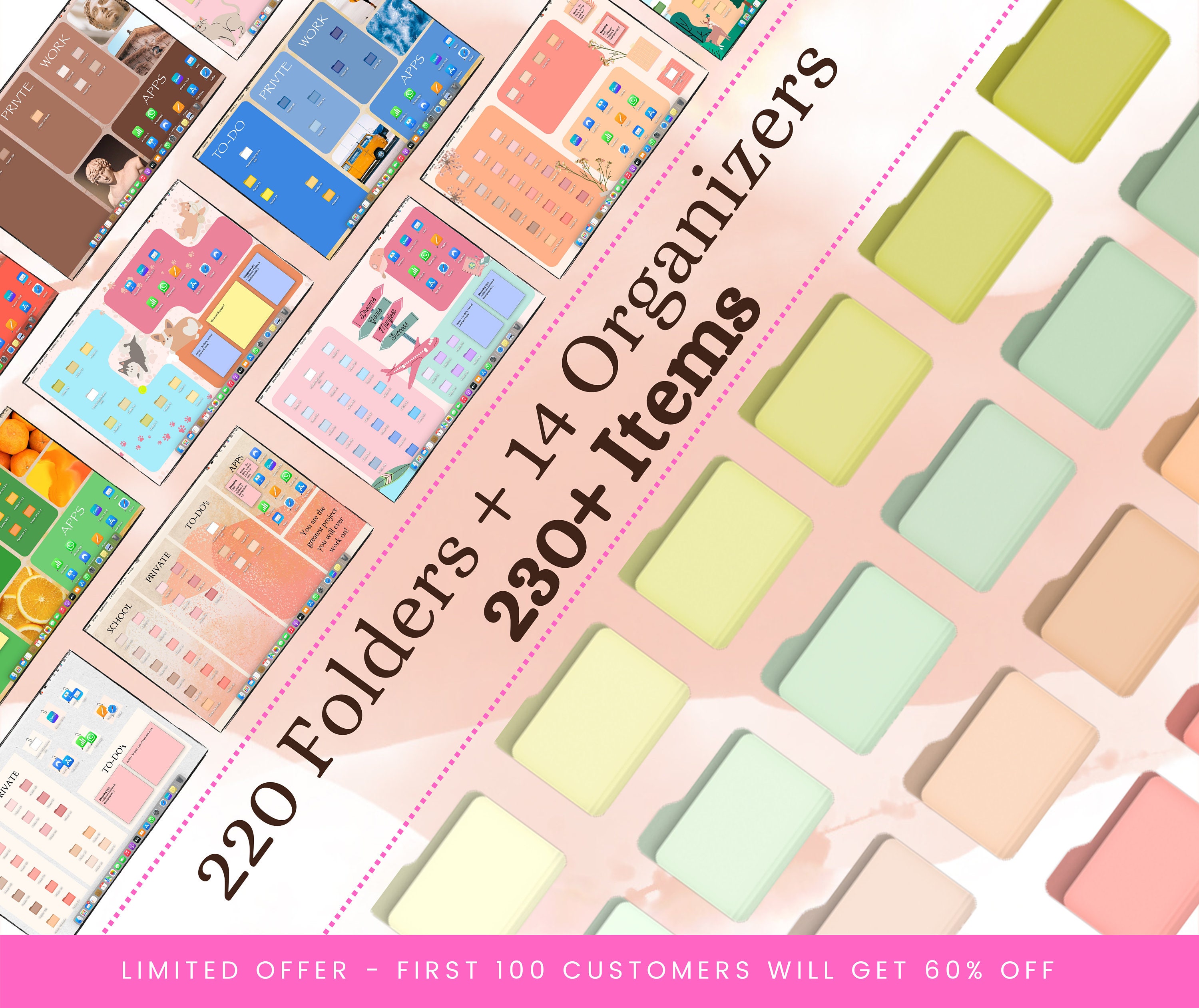 2023 230 Mac Pastel/rainbow Desktop Organizer Wallpaper Background ...