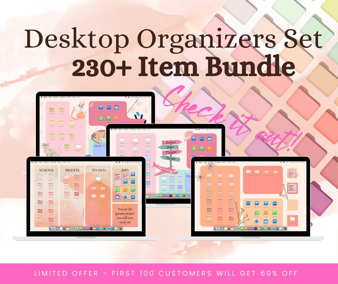 2023 230 Mac Pastel/rainbow Desktop Organizer Wallpaper Background ...