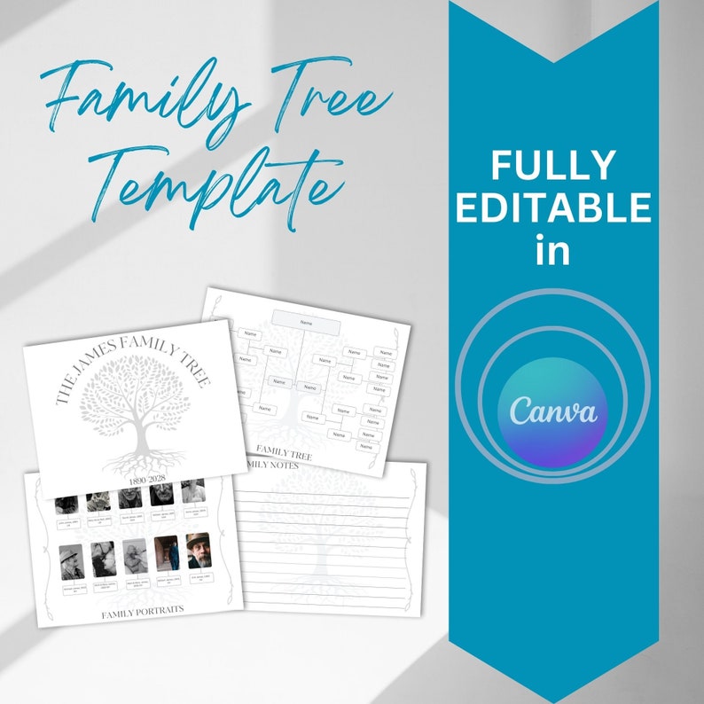 Family Tree Template Canva Template Genealogy Template - Etsy