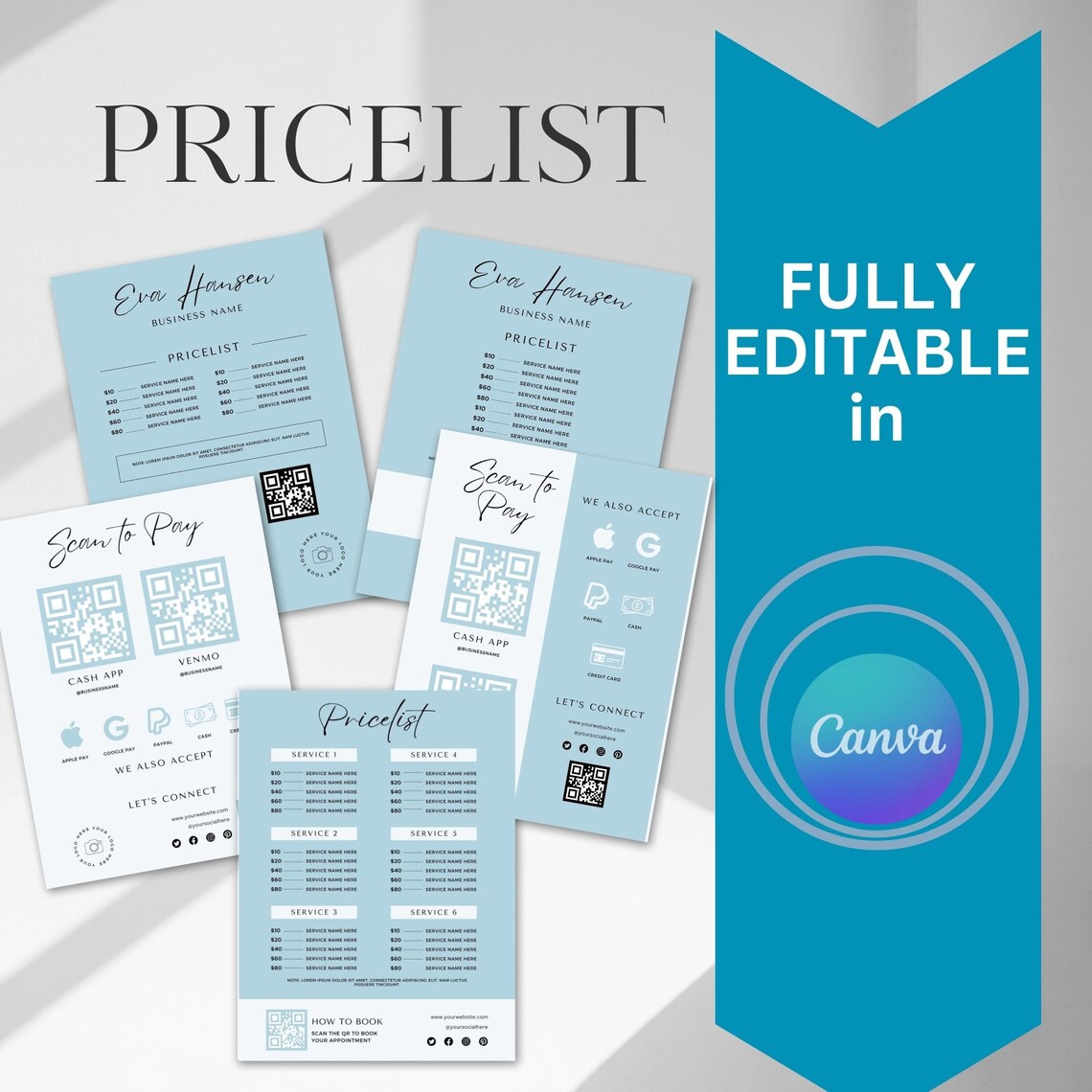 Editable Price List Template | Editable Canva Template | Beauty Salon ...