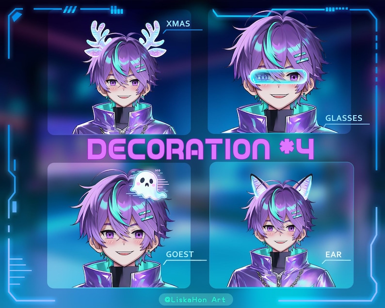 Live2d Avatar Cyber Boy Full Body Model: Fully Rigged Avatar - Etsy