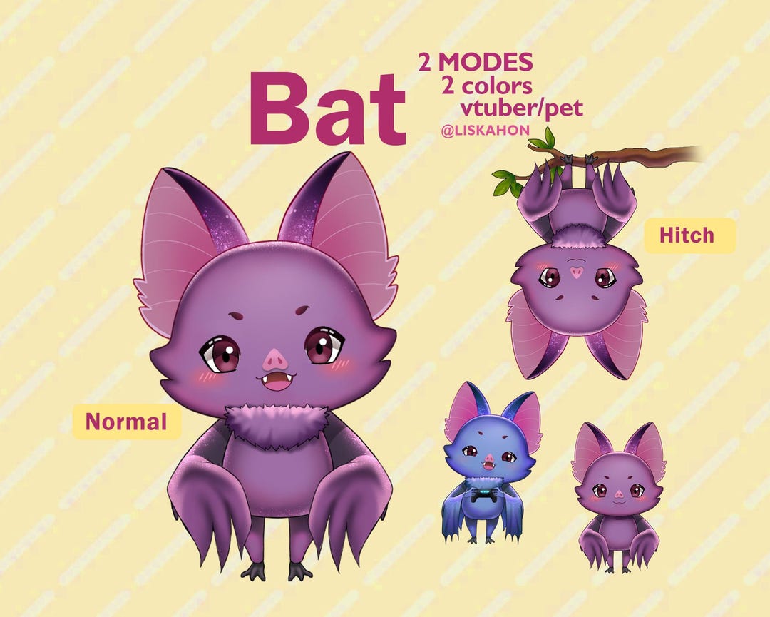 Bat Vtuber -fully Rigged / Cute / Bat / Pets / Vtuber Studio - Etsy