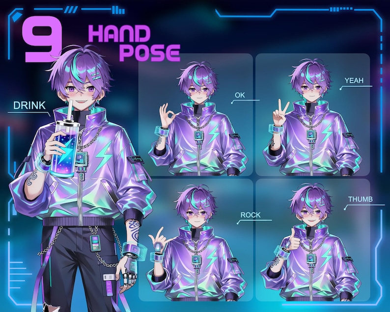 Live2d Avatar Cyber Boy Full Body Model: Fully Rigged Avatar - Etsy