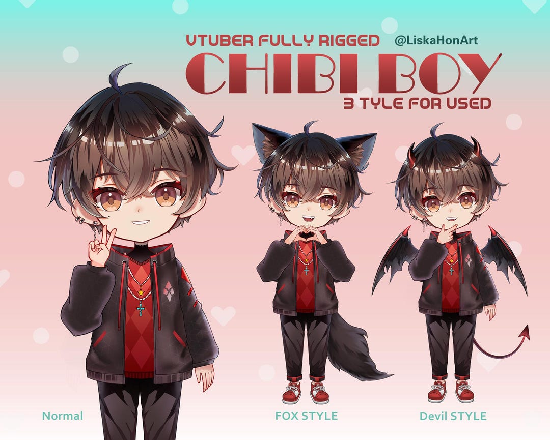 Customizable Live2d Chibi Boy Avatar: Devil Fox Model - Etsy