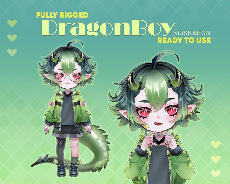 Live2d Chibi Dragon Boy Model: Fully Rigged Avatar - Etsy