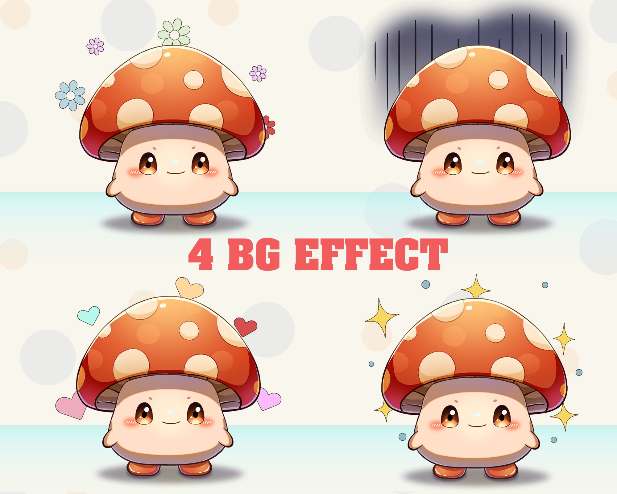 Mushroom 2D Vtuber Model – Fully Rigged, 7 Expressions (digital ...