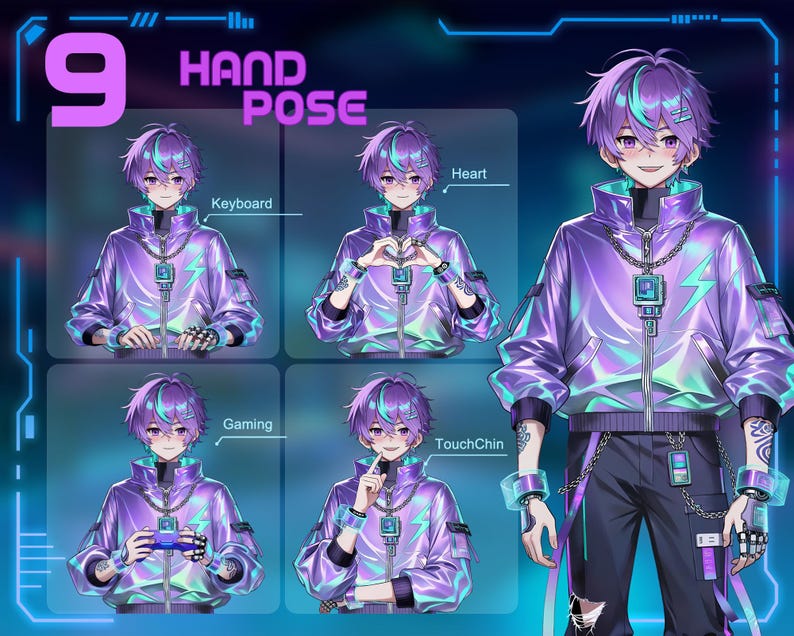 Live2d Avatar Cyber Boy Full Body Model: Fully Rigged Avatar - Etsy