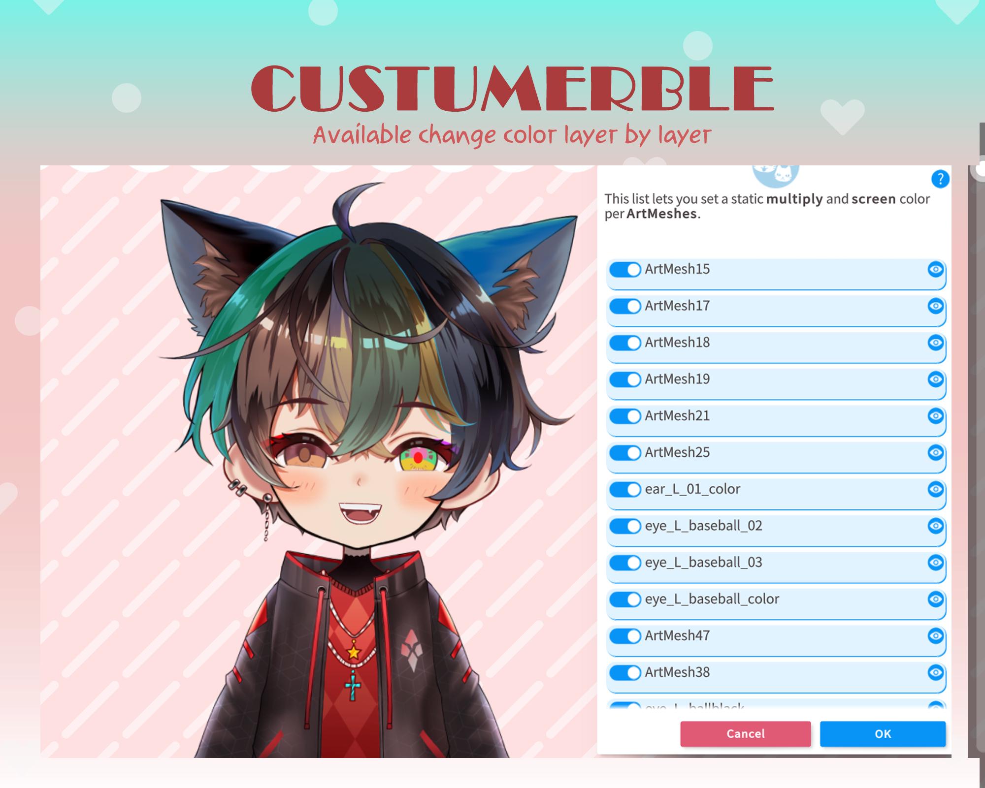Customizable Live2d Chibi Boy Avatar: Devil Fox Model - Etsy