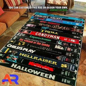 Home Theater TV Room Mat, Classic Horror Movies Decor, Nostalgic Retro ...