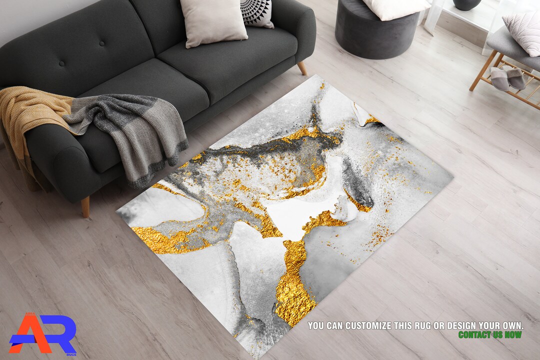Gold Patterned Rug, Area Rug, Gold Texture Rug, Floor Stone Gift Rug ...