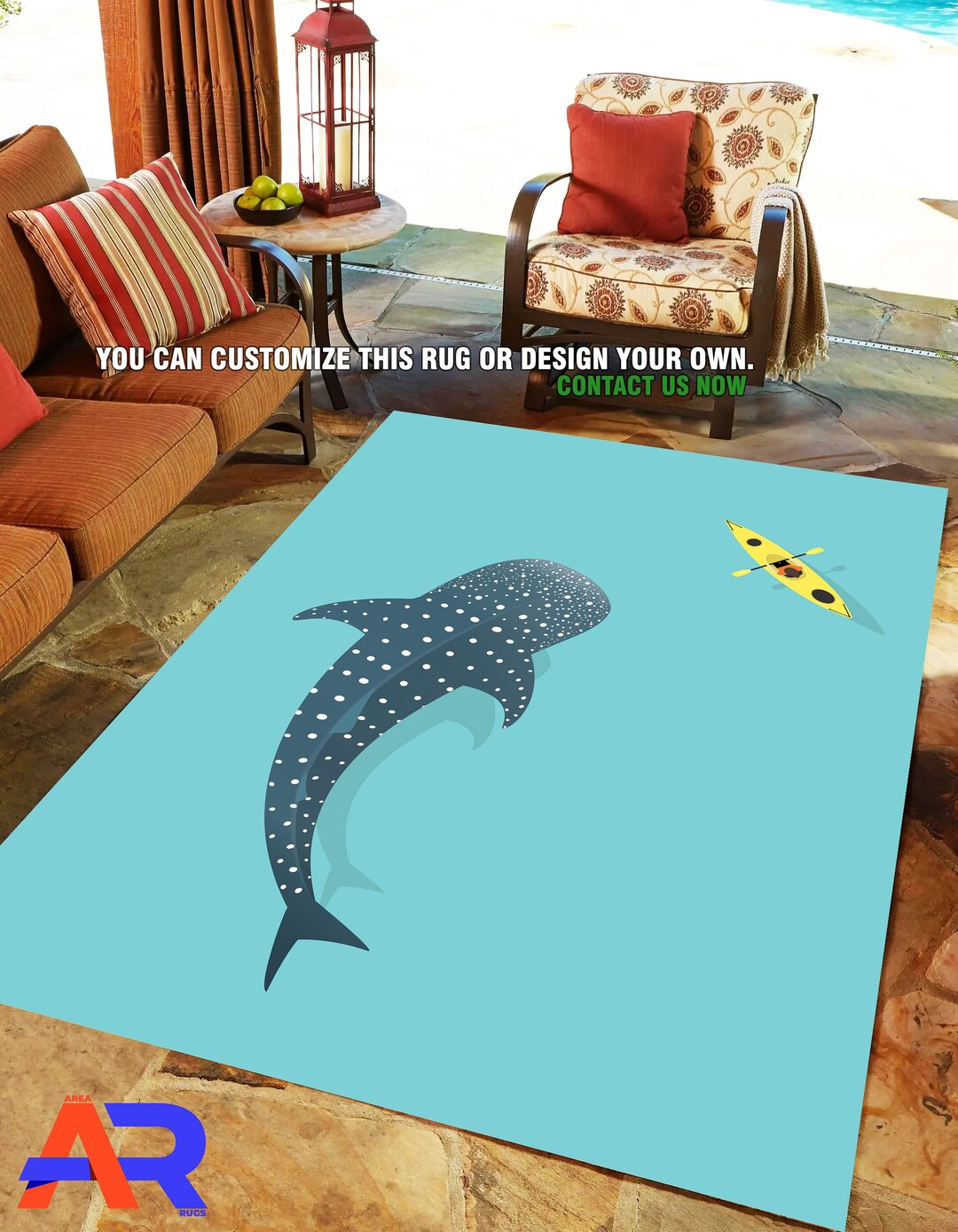 Whale Shark Design Rug, Kayak Design Rug, Whale Shark Room Carpet ...