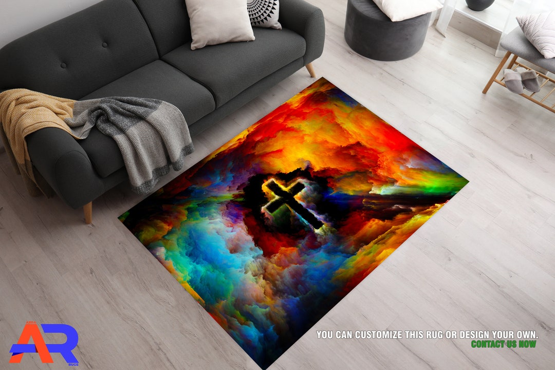 Christian Cross Design Rug, Religious Symbol Rug, Sign of the Cross ...