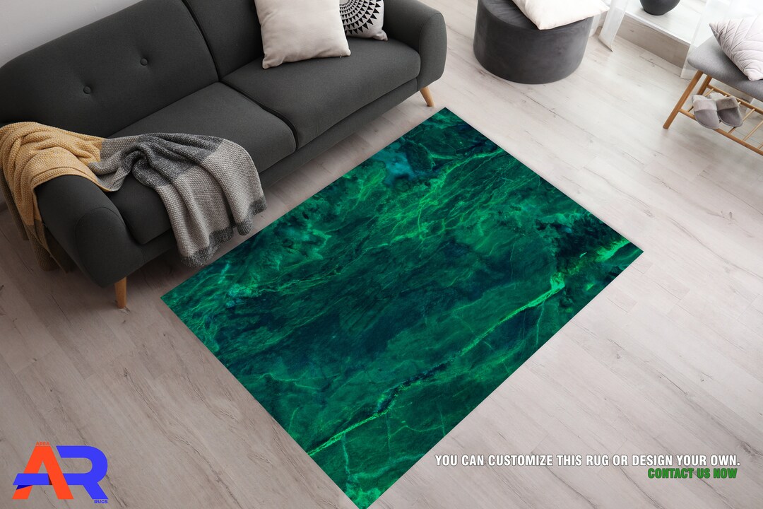 Emerald Green Area Rugs, Green Abstract Area Rugs, Matrix Effect Rug ...