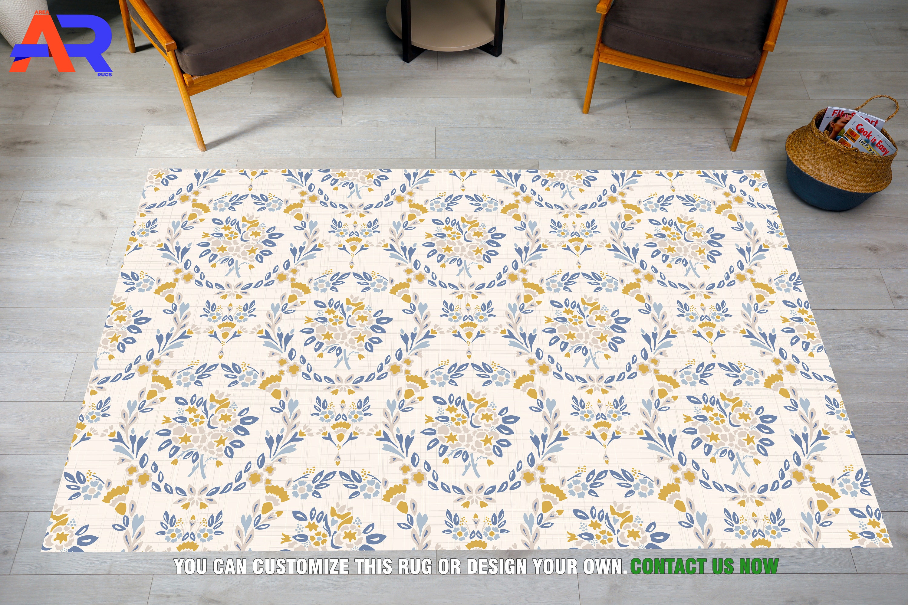 French Country Rugs, off White Yellow and Blue Area Rugs, Shabby Chic ...
