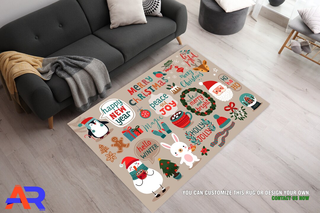 Happy Holiday Rug, Noel, Merry Christmas Rug, Christmas Rug, Living ...