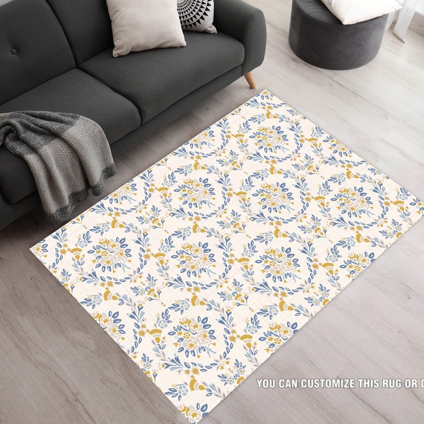 Blue and Yellow Country French Rugs - Etsy